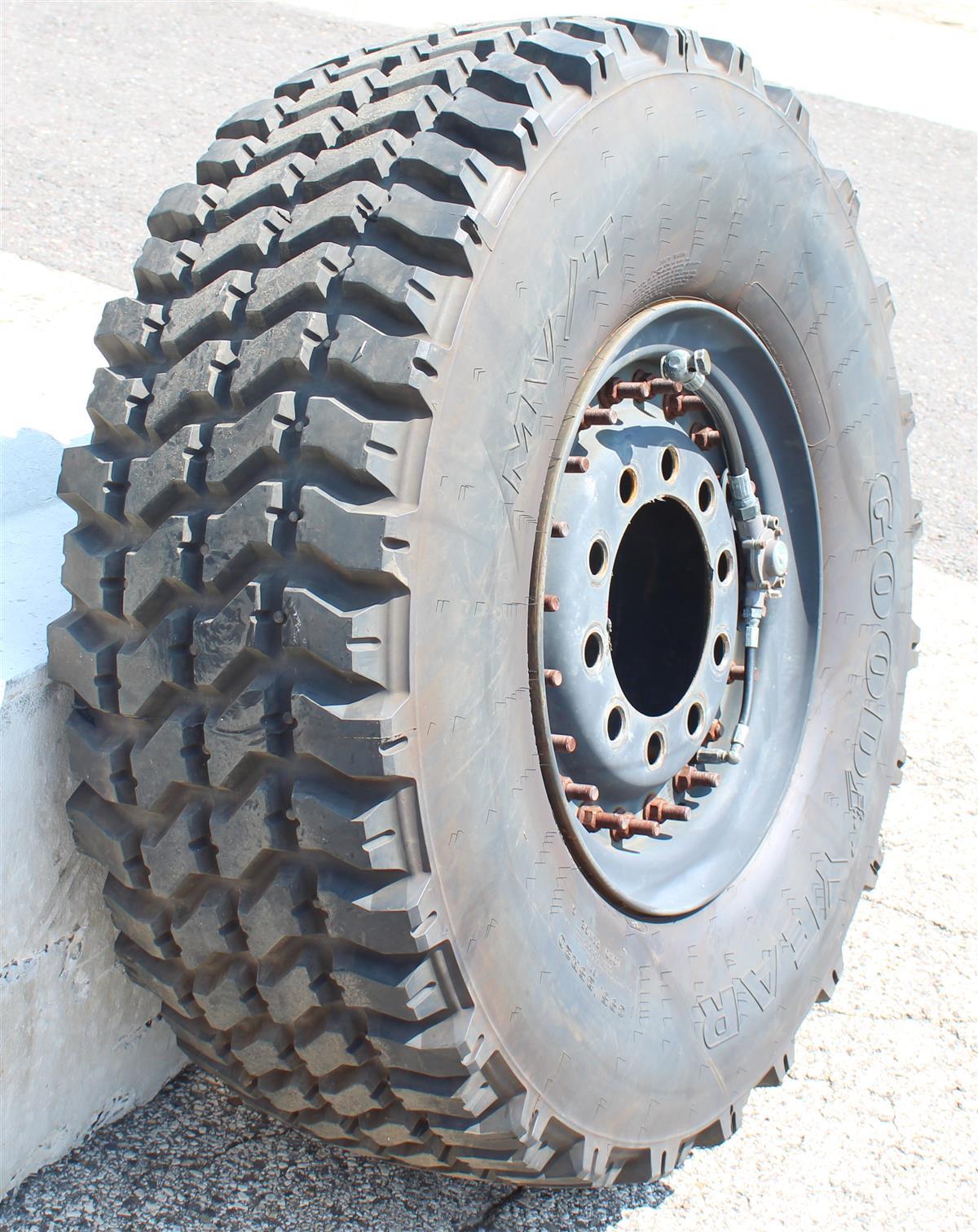 Goodyear Mv T 395 85r20 Tire 100 Tread Mounted On 10 Hole 2 Piece Rim